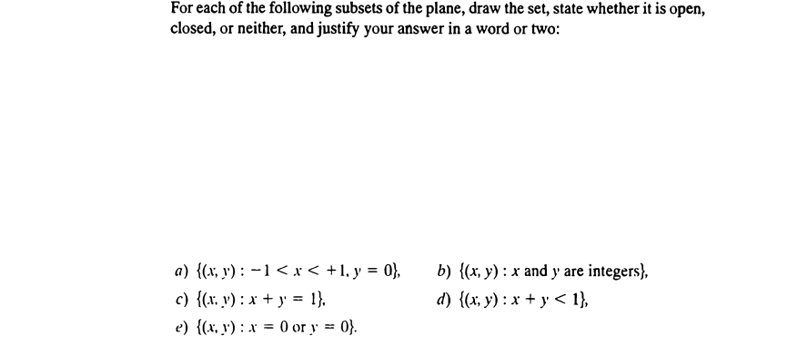 Solved For each of the following subsets of the plane, draw | Chegg.com