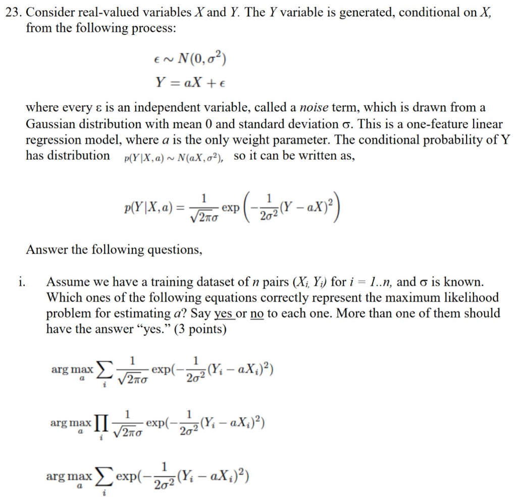 23. Consider real-valued variables X and Y. The Y | Chegg.com