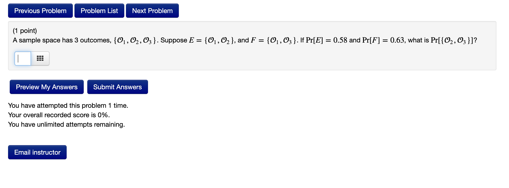 Solved A sample space has 3 outcomes, | Chegg.com