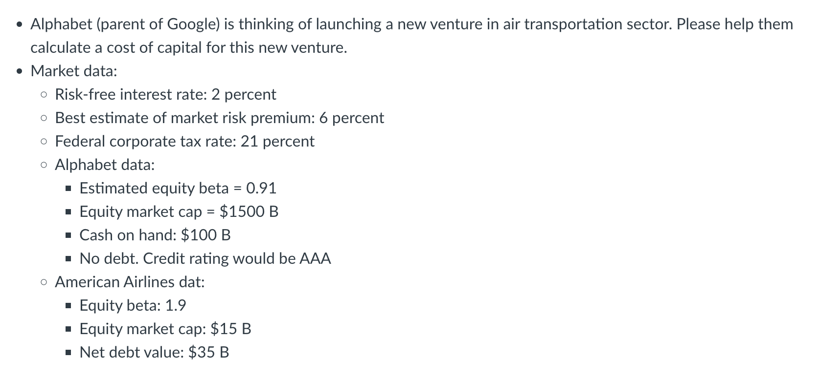 Alphabet (parent of Google) is thinking of launching | Chegg.com