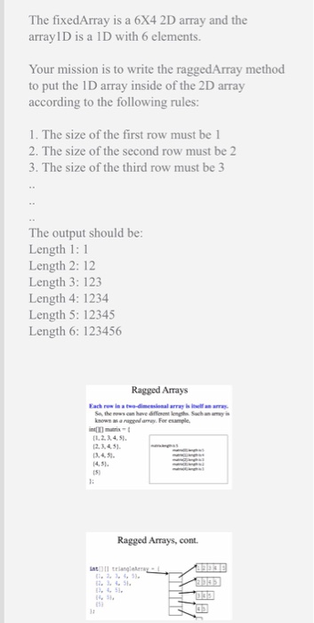 Solved The fixedArray is a 6X4 2D array and the array1D is a | Chegg.com