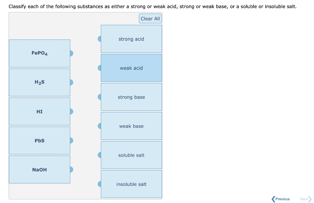 Solved Classify each of the following substances as either a | Chegg.com
