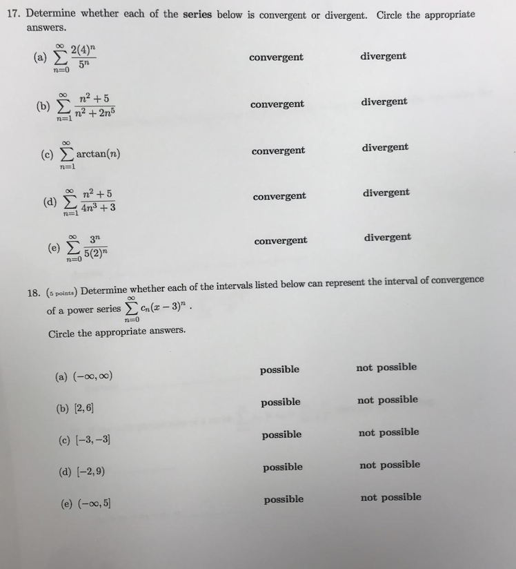 Solved 17. Determine whether each of the series below is | Chegg.com