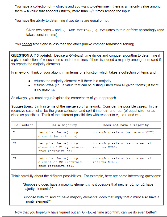 You have a collection of n objects and you want to | Chegg.com