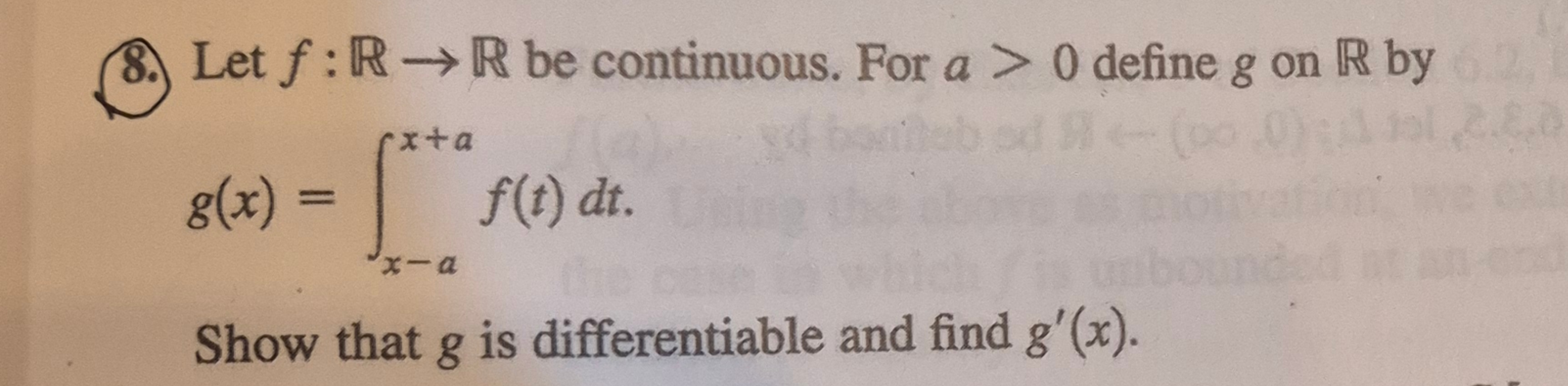 Solved Let be continuous. For a > 0 ﻿define g on byShow | Chegg.com