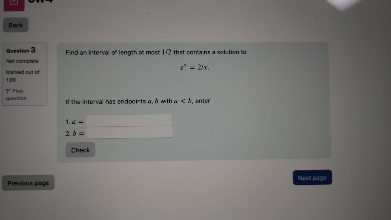 Solved Find an interval of length at most 1/2 that contains | Chegg.com