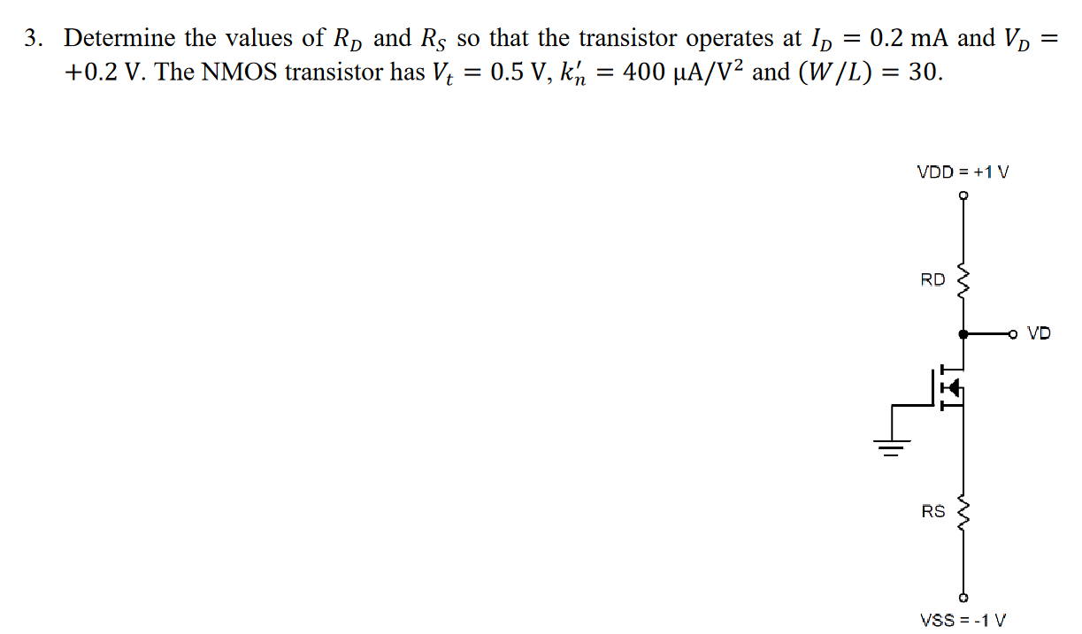 Solved 3. Determine the values of \\( R_{D} \\) and \\( | Chegg.com