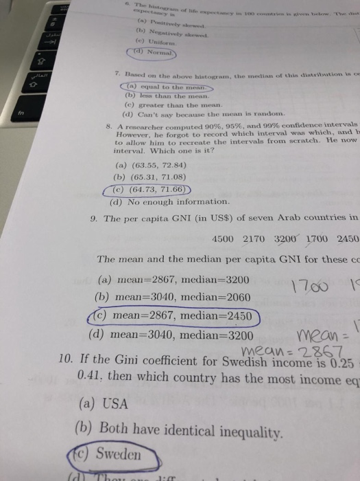 6. The histogram of life expectancy in 100 expectaney | Chegg.com