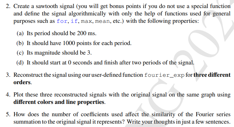 Solved % Fourier series expansion to the nth orderfunction | Chegg.com