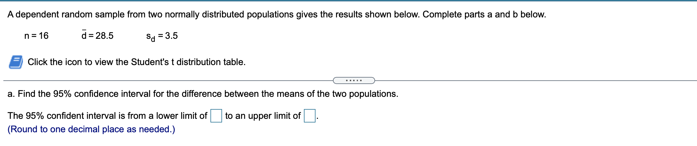 Solved A dependent random sample from two normally | Chegg.com