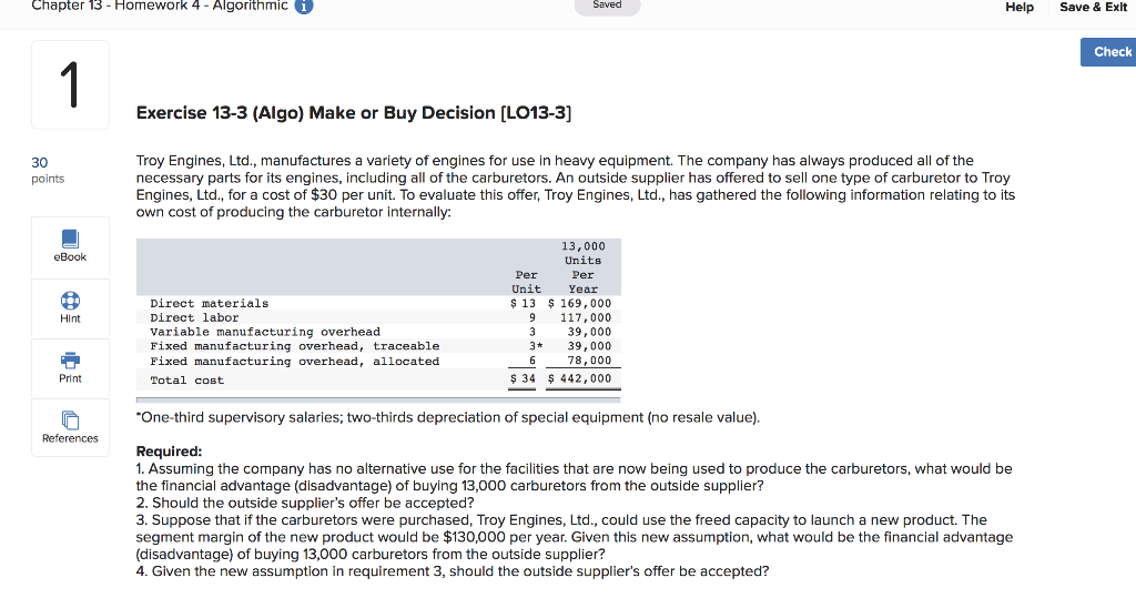 Solved Chapter 13 - Homework 4 - Algorithmic i Saved Help | Chegg.com
