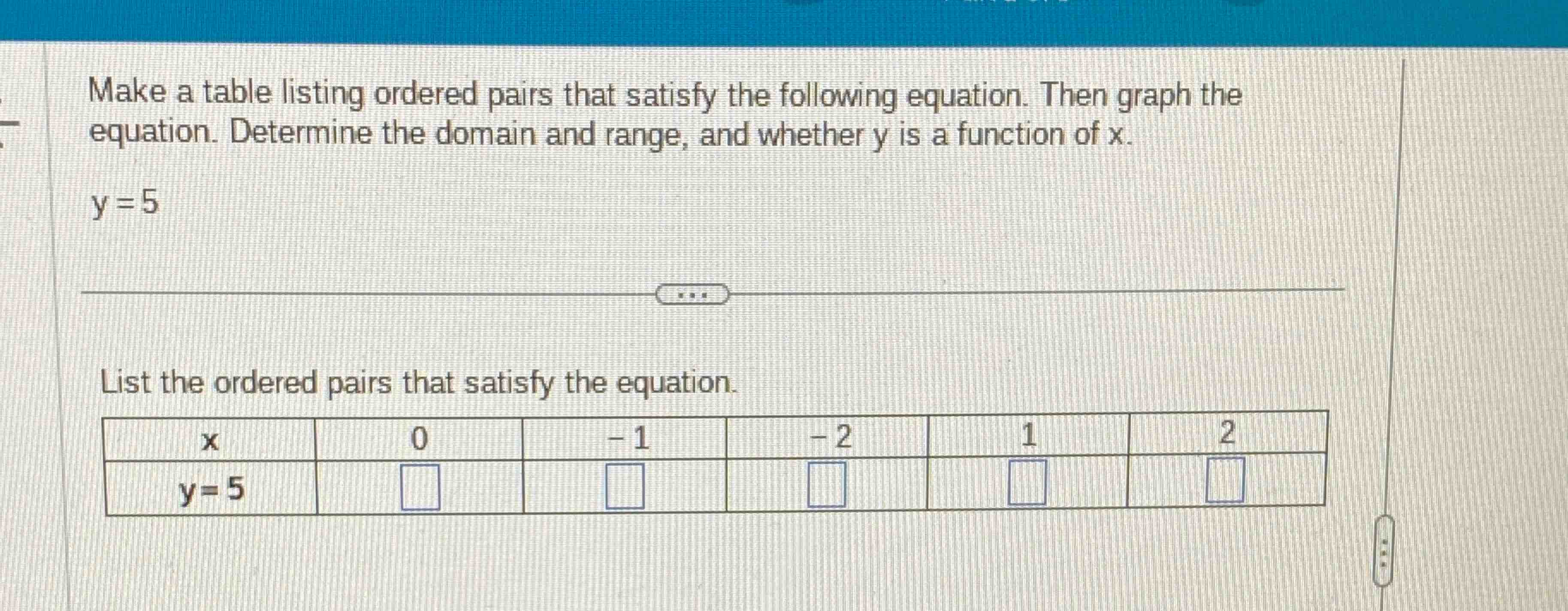Solved Make a table listing ordered pairs that satisfy the | Chegg.com
