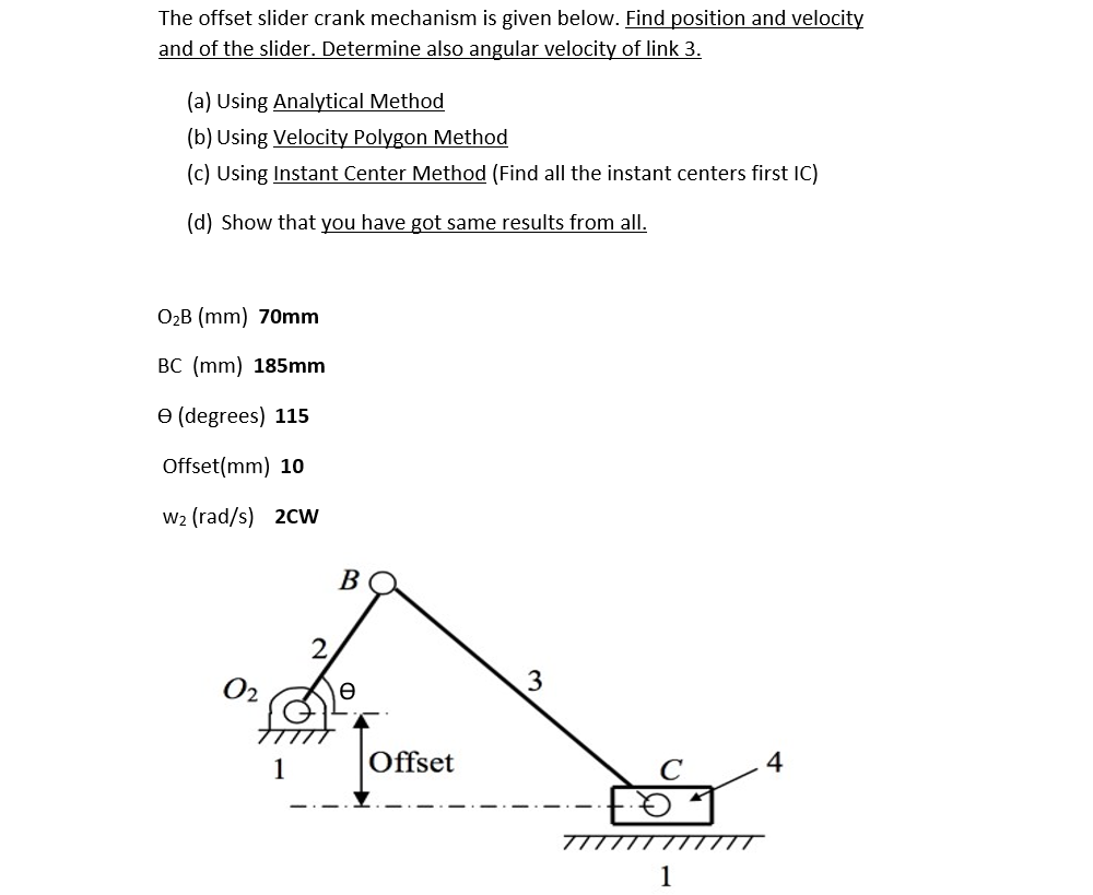 Solved The offset slider crank mechanism is given below. | Chegg.com