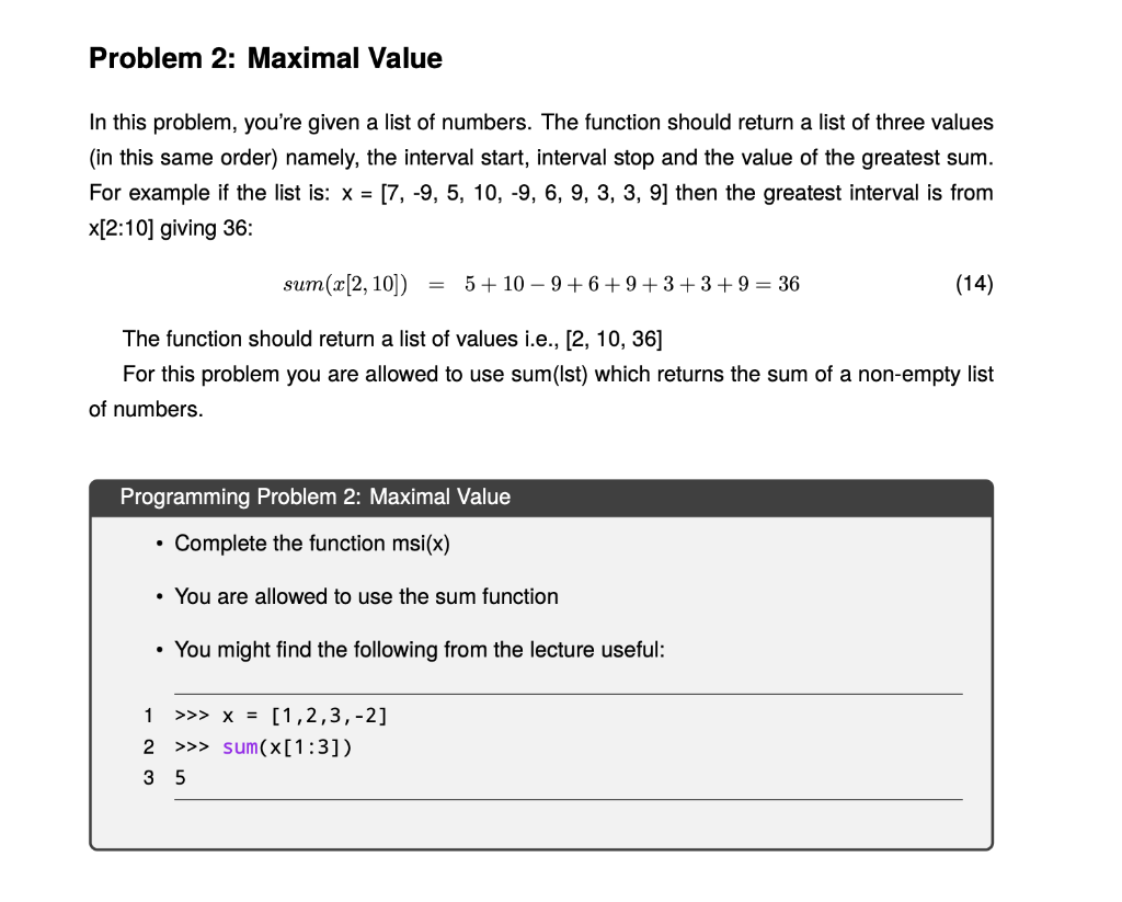 Solved \#problem 2 \#INPUT a list of numbers \#RETURN a | Chegg.com