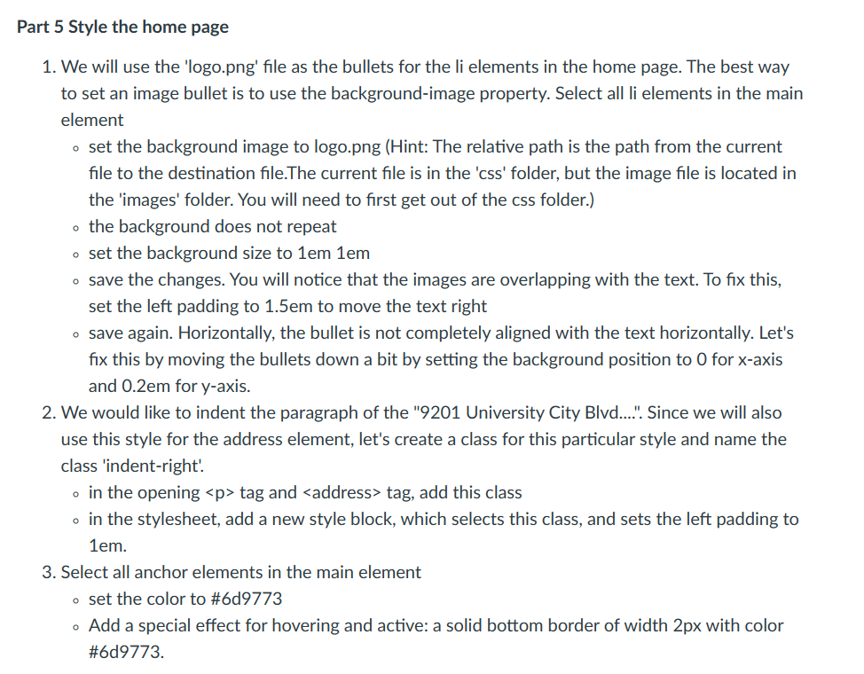 Solved Part 5 ﻿Style the home pageWe will use the 'logo.png' | Chegg.com