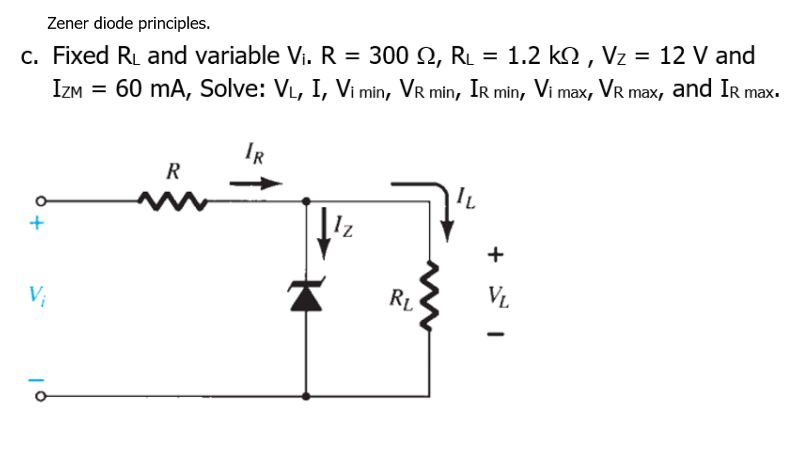Solved Zener diode principles. c. Fixed R. and variable Vi. | Chegg.com