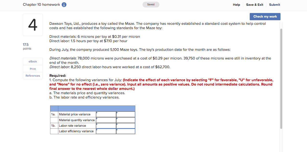 Solved Chapter 10 homework Saved Help Save & Exit Submit | Chegg.com