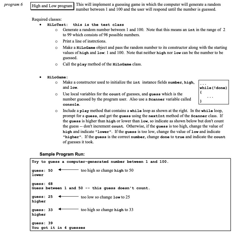 Solved This will implement a guessing game in which the | Chegg.com