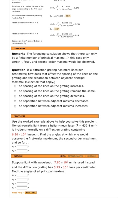 Solved Goal Calculate different-order principal maxima for a | Chegg.com