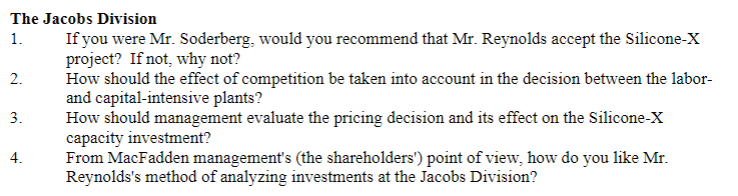 The Jacobs Division Richard Soderberg, financial | Chegg.com