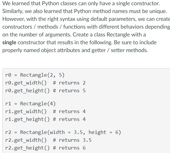 Solved We learned that Python classes can only have a single | Chegg.com