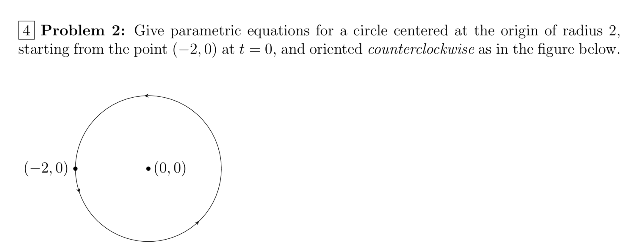 Solved 4 Problem 2: Give parametric equations for a circle | Chegg.com