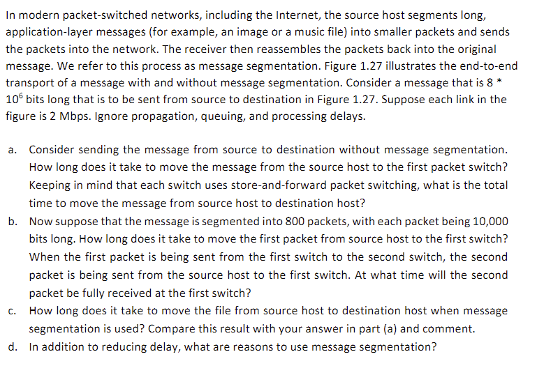 Solved In modern packet-switched networks, including the | Chegg.com