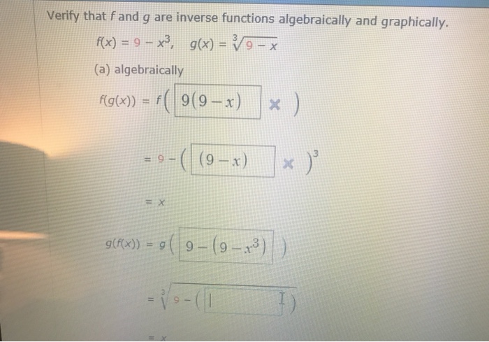 Solved Verify that f and g are inverse functions | Chegg.com