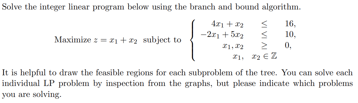 Solved Solve the integer linear program below using the | Chegg.com