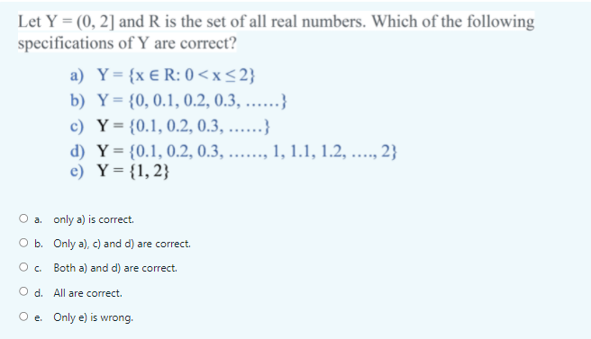 Solved Let Y = (0, 2) and R is the set of all real numbers. | Chegg.com