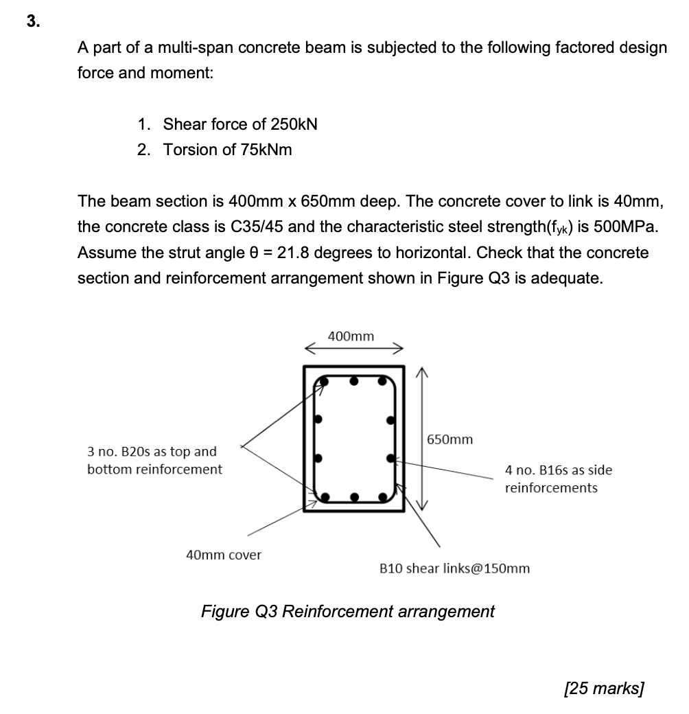 [Solved]: A part of a multi-span concrete beam is subjecte