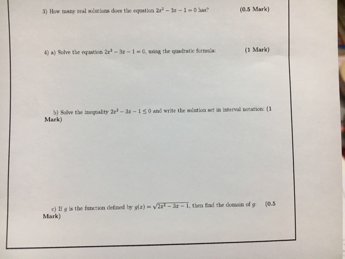 Solved 3) How many real solutions does the equation 22-3-1-0 | Chegg.com