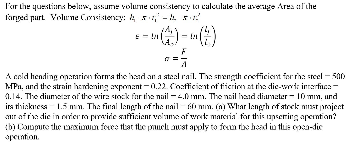 Solved For the questions below, assume volume consistency to | Chegg.com