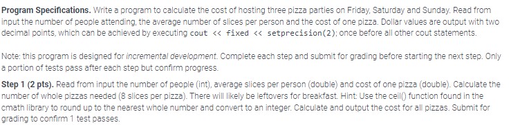 Solved Program Specifications. Write a program to calculate | Chegg.com