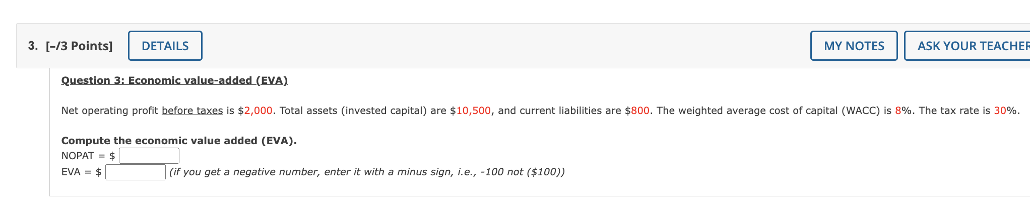 Solved Question 3: Economic value-added (EVA). Net operating | Chegg.com