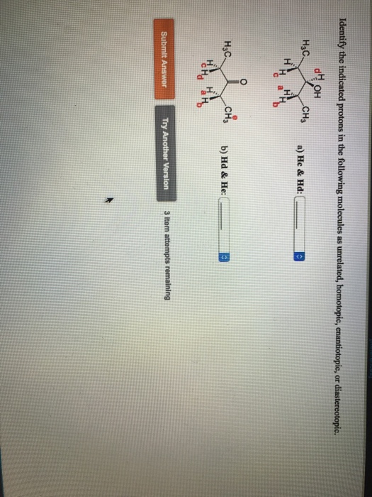 Solved Identify the indicated protons in the following | Chegg.com