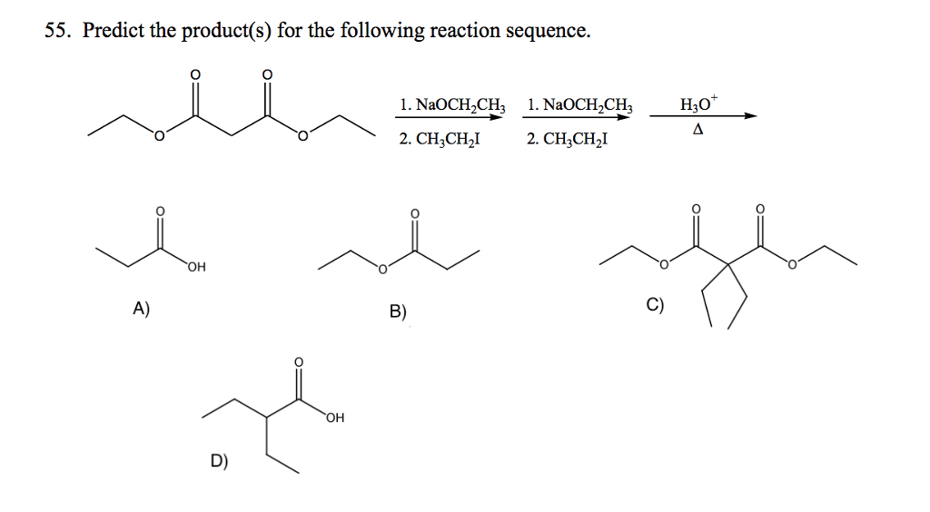 Solved 55 Predict The Product S For The Following Reaction