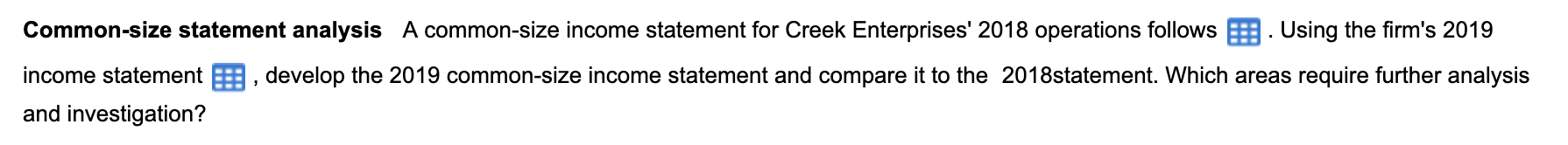 Solved Common-size statement analysis A common-size income | Chegg.com