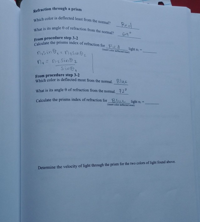 Solved Data Sheet 1 LOUIS144 Section Reflection Data Table | Chegg.com