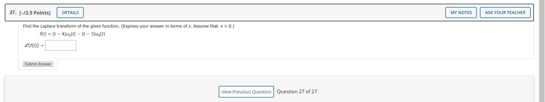 Solved 27. [-12.5 Points] DETAILS MY NOTES ASK YOUR TEACHER | Chegg.com