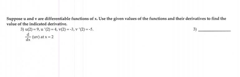 Solved Suppose u and v are differentiable functions of x. | Chegg.com