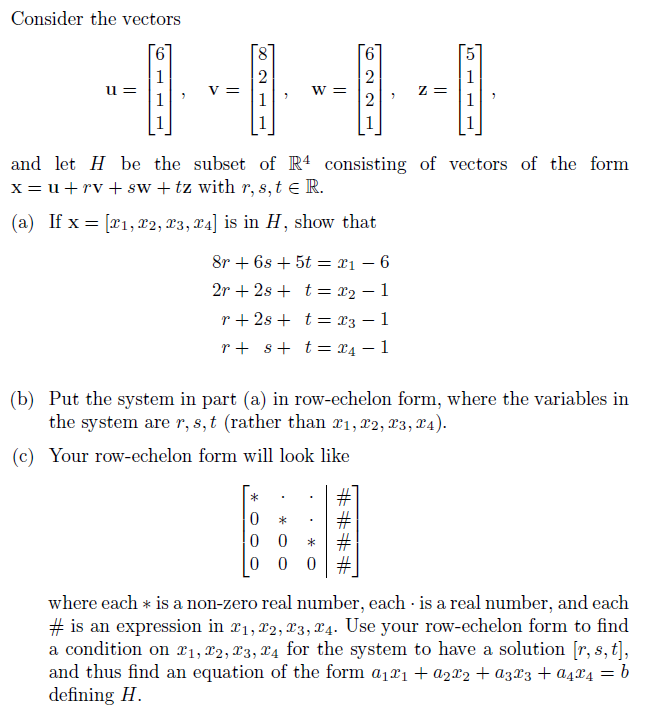 Solved Consider the vectors | Chegg.com