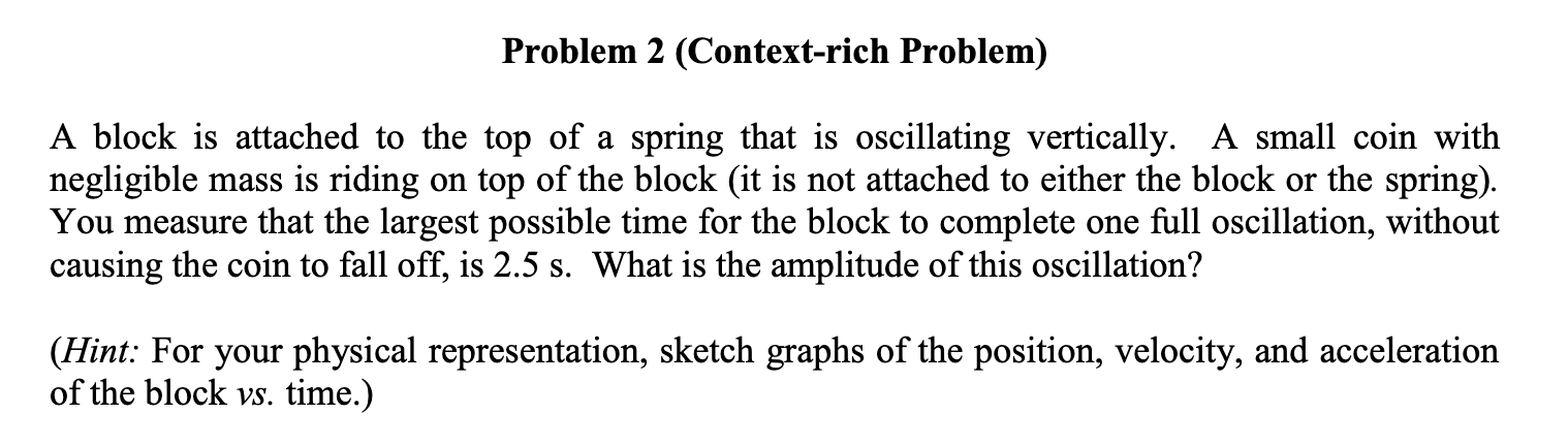 Solved Problem 2 (Context-rich Problem) A block is attached | Chegg.com