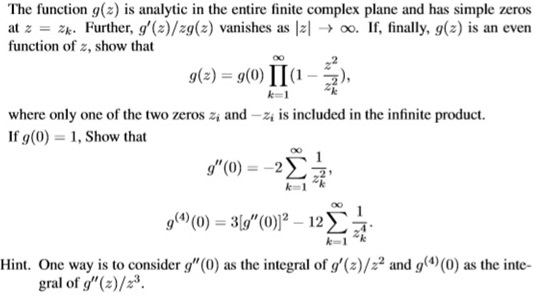 The function g(z) is analytic in the entire finite | Chegg.com