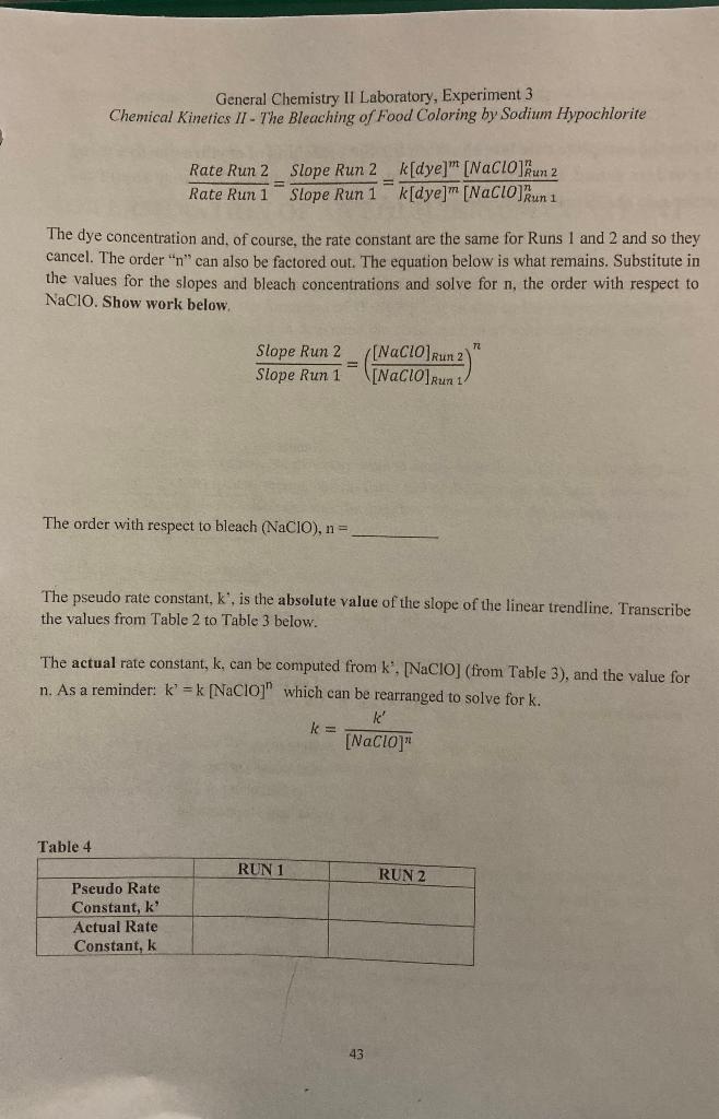 General Chemistry II Laboratory, Experiment 3 | Chegg.com