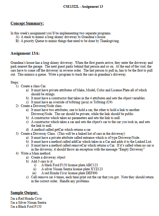 Solved Cse1322l Assignment 13 Concept Summary In This 