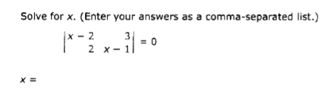 Solved Solve for x. (Enter your answers as a comma-separated | Chegg.com