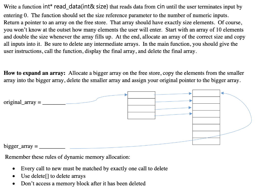 Solved Write a function int* read_data(int& size) that reads | Chegg.com