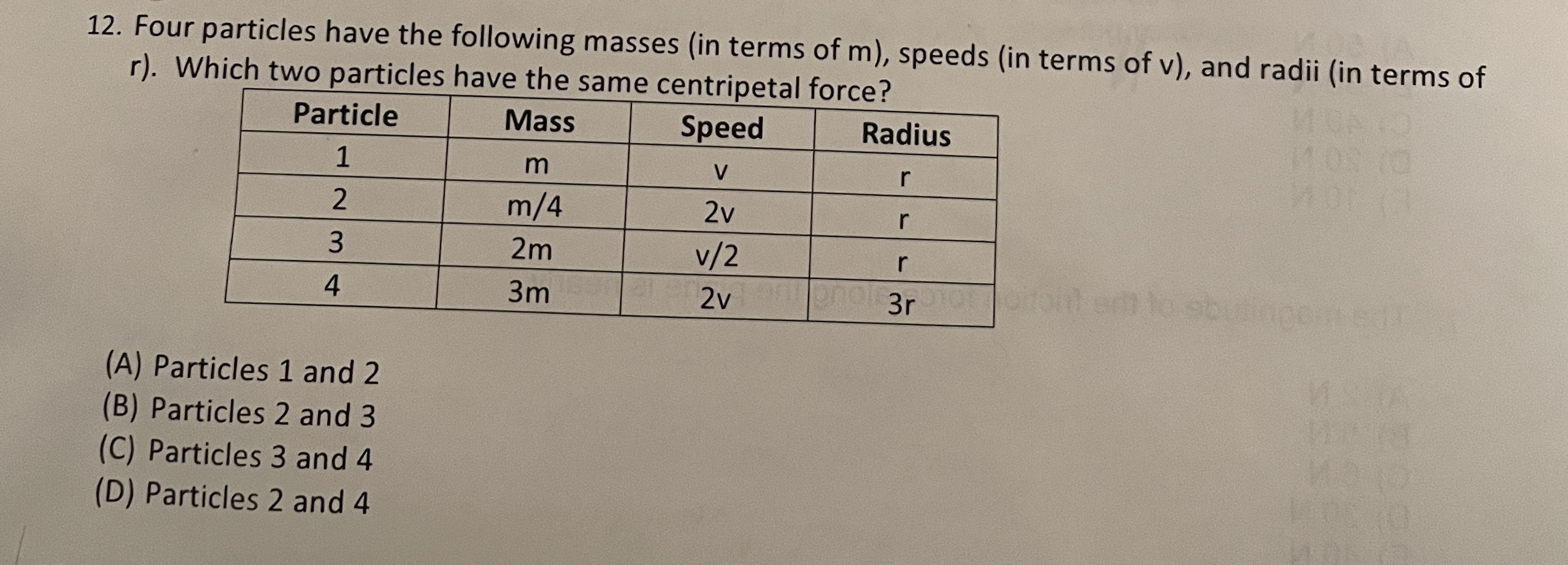 Solved 12. Four particles have the following masses (in | Chegg.com