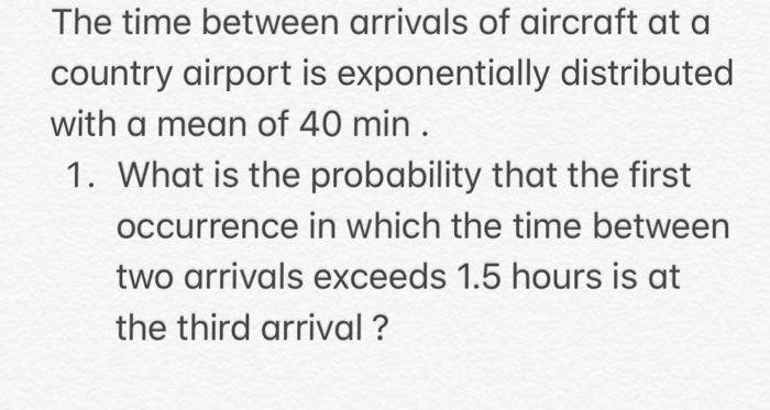 Solved The time between arrivals of aircraft at a country | Chegg.com